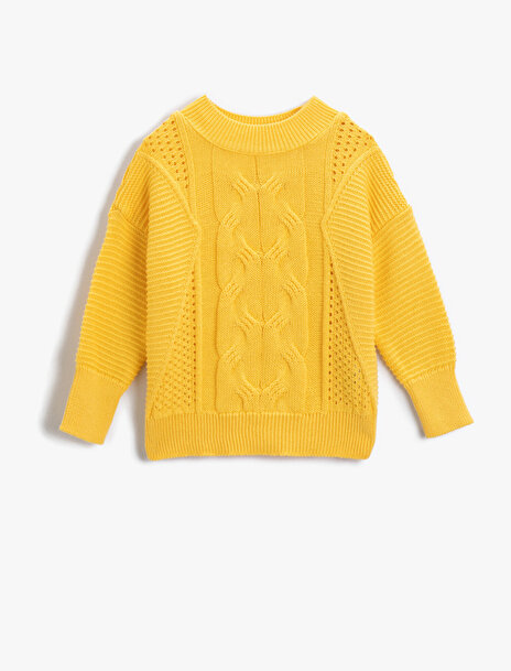 Koton Kız Çocuk Triko Boğazlı Kazak Uzun Kollu