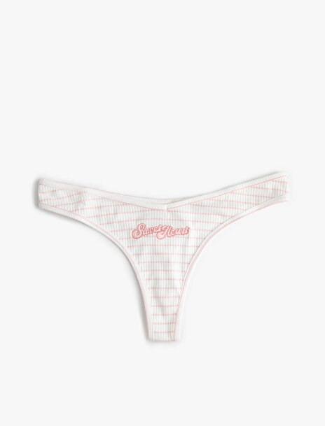 Koton Kadın Nakışlı Çizgili String Külot