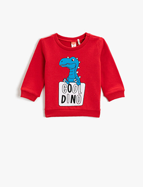 Koton Erkek Çocuk Dinozor Baskılı Sweatshirt Pamuklu