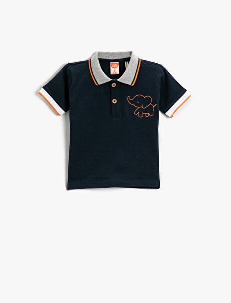 Koton Erkek Çocuk Polo Yaka Tişört İşlemeli Pamuklu