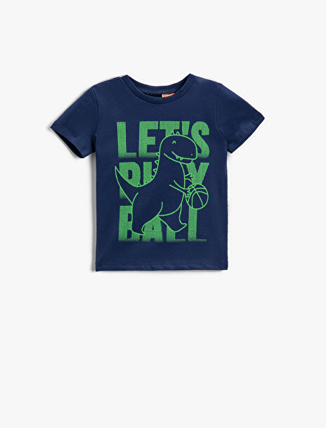 Koton Erkek Çocuk Dinozor Baskılı Kısa Kollu Tişört Pamuklu