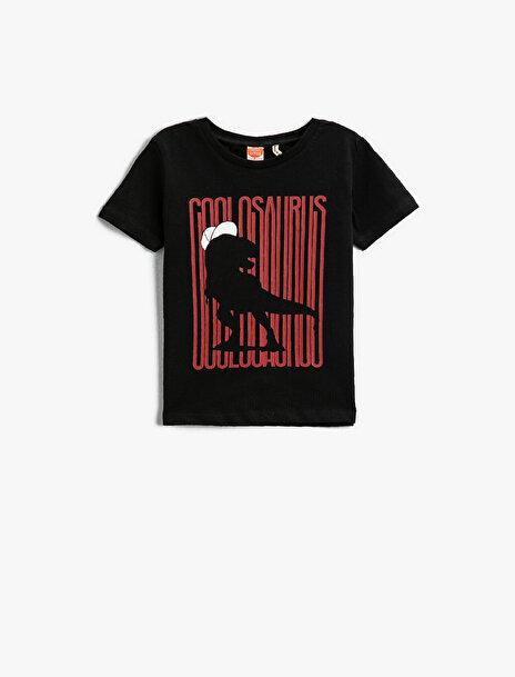 Koton Erkek Çocuk Dinozor Baskılı Kısa Kollu Tişört Pamuklu