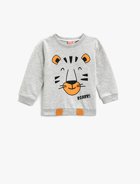 Koton Erkek Çocuk Hayvan Baskılı Sweatshirt Bisiklet Yaka
