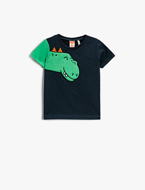 Koton Erkek Çocuk Dinozor Baskılı Kısa Kollu Tişört Pamuklu