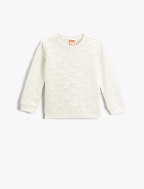 Koton Kız Çocuk Kabartma Kalp Baskılı Sweatshirt