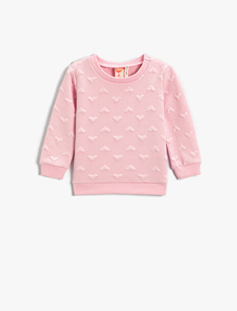 Koton Kız Çocuk Kabartma Kalp Baskılı Sweatshirt