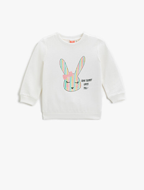 Koton Kız Çocuk Bonito Tavşan Baskılı Sweatshirt Pamuklu