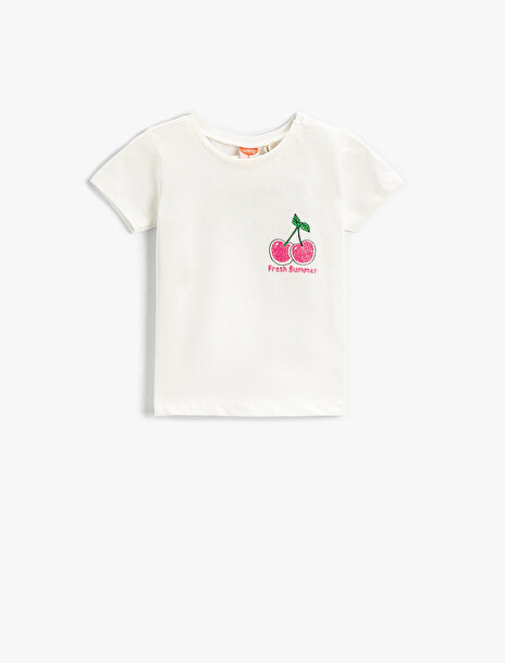 Koton Kız Çocuk Dondurma Baskılı Kısa Kollu Tişört Pamuklu