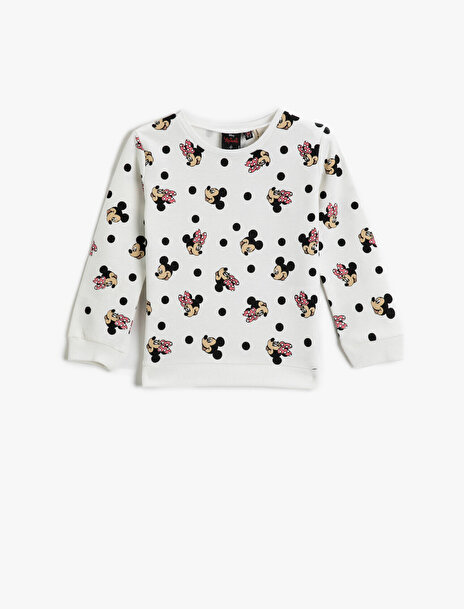 Koton Kız Çocuk Minnie Mouse Baskılı Sweatshirt Bisiklet Yaka Lisanslı Pamuklu