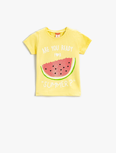 Koton Kız Çocuk Karpuz Baskılı Kısa Kollu Tişört Pamuklu Koton Kız Çocuk Karpuz Baskılı Kısa Kollu Tişört Pamuklu