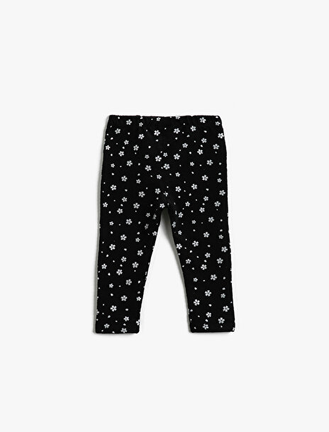 Koton Kız Çocuk Simli Çiçek Baskılı Tayt Pamuklu