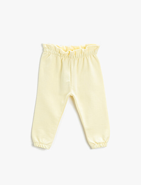 Koton Kız Çocuk Beli Fırfırlı Jogger Eşofman Altı Pamuklu