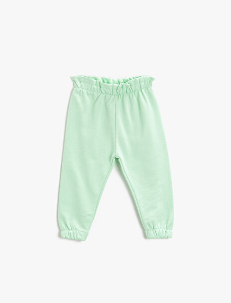 Koton Kız Çocuk Beli Fırfırlı Jogger Eşofman Altı Pamuklu
