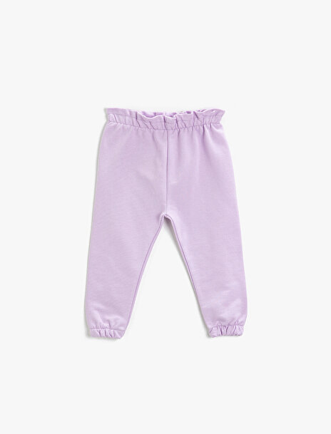 Koton Kız Çocuk Beli Fırfırlı Jogger Eşofman Altı Pamuklu