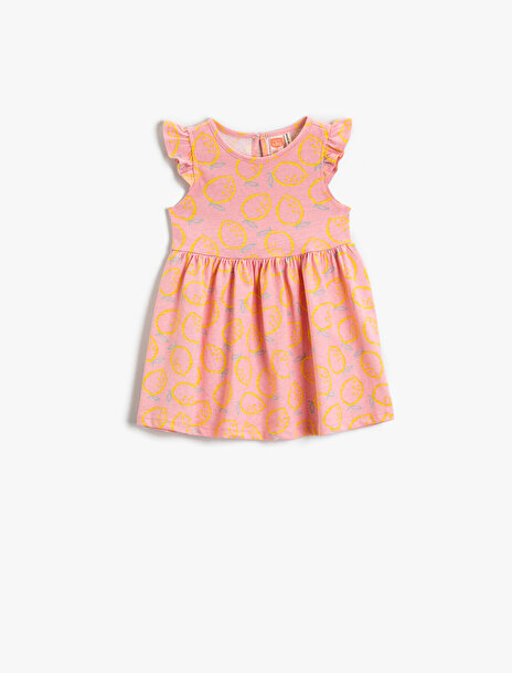 Koton Kız Çocuk Limon Baskılı Kolsuz Elbise Bisiklet Yaka Pamuklu