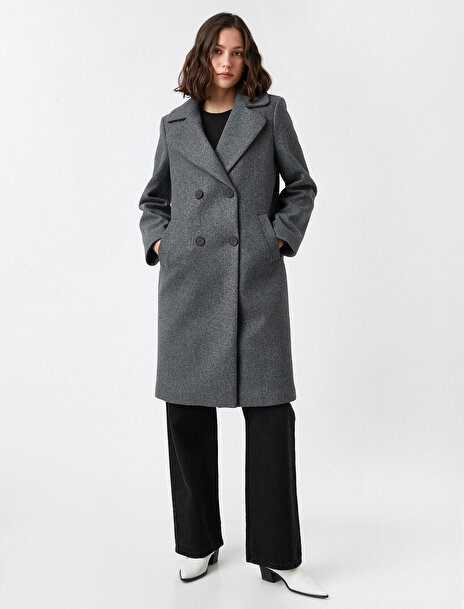 Koton Kadın Kaşe Uzun Kaban Kruvaze