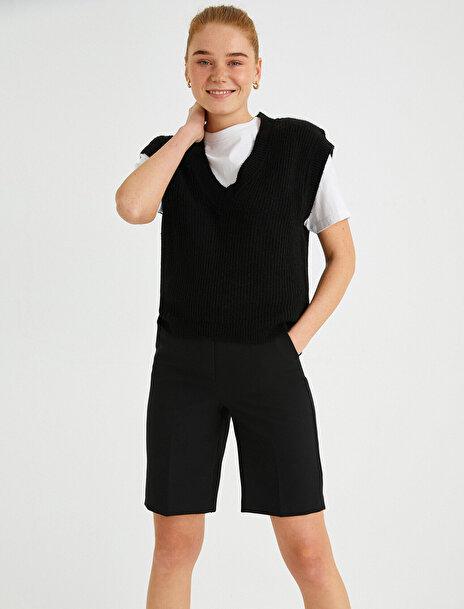 Koton Kadın Örgü Süveter V Yaka Kolsuz