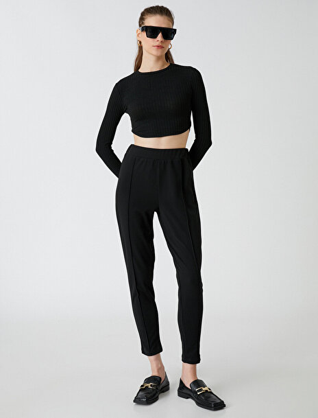 Koton Kadın Havuç Pantolon Beli Lastikli Nervürlü