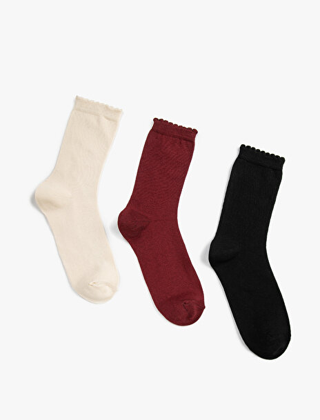 Koton Kadın 3'lü Soket Çorap Bilek Detaylı Koton Kadın 3'lü Soket Çorap Bilek Detaylı