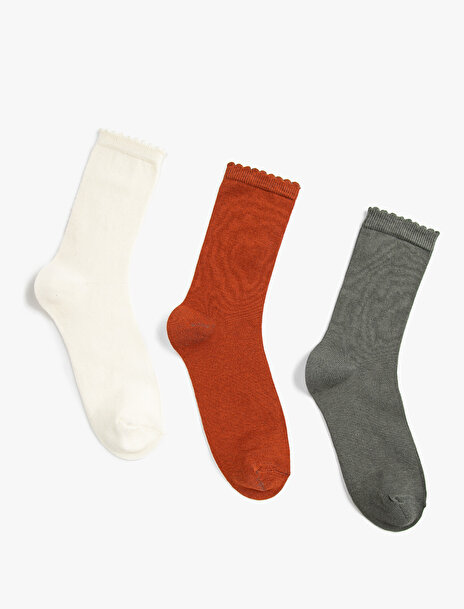 Koton Kadın 3'lü Soket Çorap Bilek Detaylı Koton Kadın 3'lü Soket Çorap Bilek Detaylı