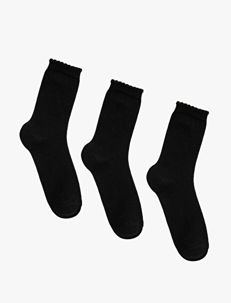 Koton Kadın 3'lü Soket Çorap Bilek Detaylı Koton Kadın 3'lü Soket Çorap Bilek Detaylı