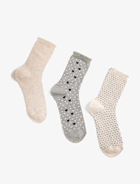 Koton Kadın 3'lü Kalp Desenli Çorap Seti