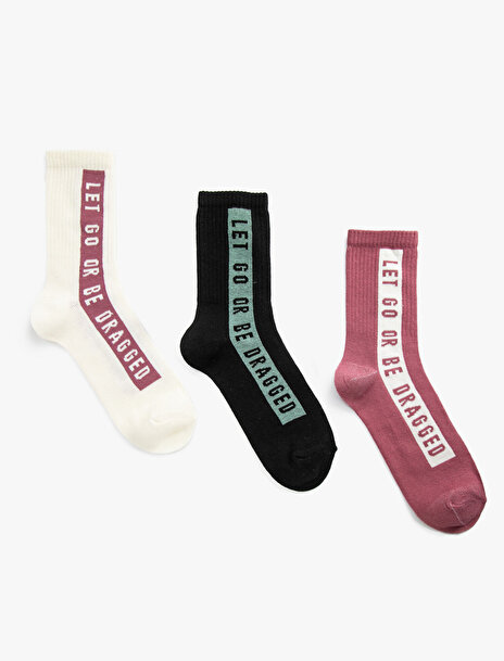Koton Kadın 3'lü Yazılı Baskılı Çorap Seti