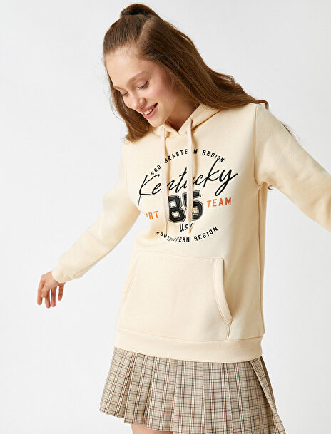 Koton Kadın Baskılı Sweatshirt Kapüşonlu Cepli