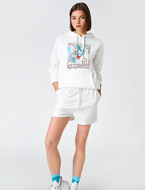 Koton Kadın Manga Baskılı Sweatshirt Kapüşonlu Uzun Kollu Koton Kadın Manga Baskılı Sweatshirt Kapüşonlu Uzun Kollu
