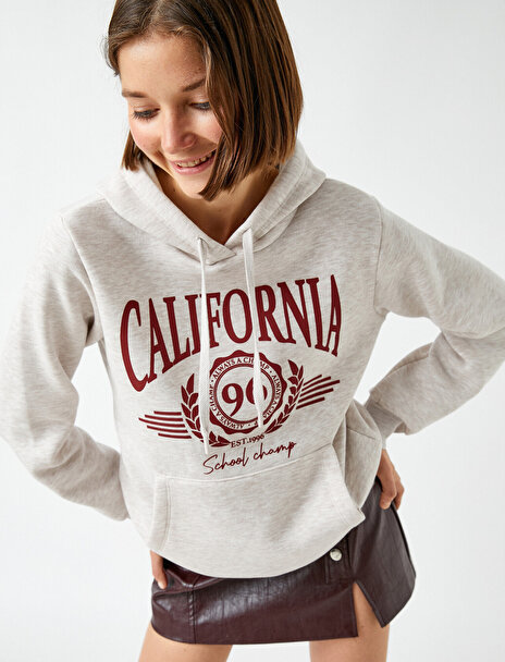 Koton Kadın Baskılı Sweatshirt Kapüşonlu Cepli