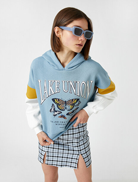 Koton Kadın Baskılı Sweatshirt Kapüşonlu Cepli