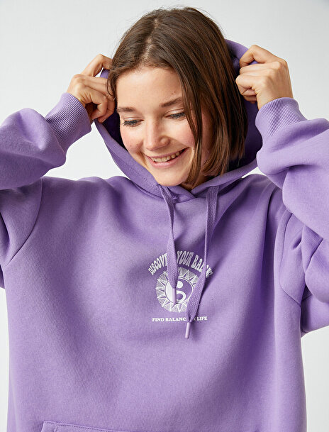 Koton Kadın Baskılı Sweatshirt Kapüşonlu Cepli