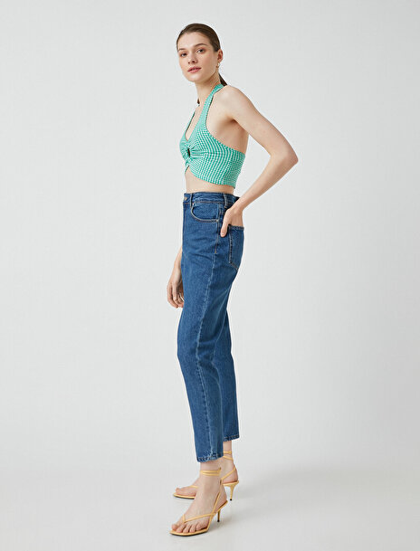 Koton Kadın Rahat Kesim Yüksek Bel Hafif Dar Paça - Mom Jean