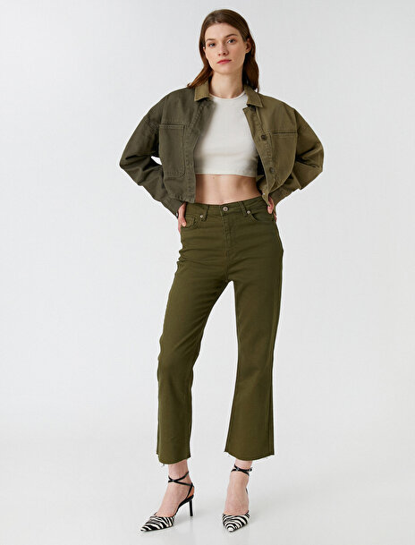 Koton Kadın Crop İspanyol Paça Kot Pantolon - Victoria Jean Koton Kadın Crop İspanyol Paça Kot Pantolon - Victoria Jean