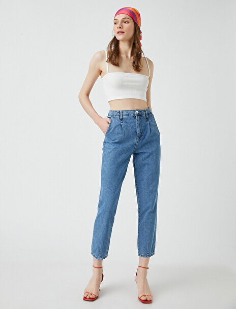 Koton Kadın Mom Jean Kot Pantolon Yüksel Bel Cepli