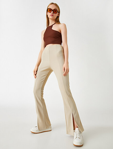 Koton Kadın Yüksek Bel Yırtmaçlı Pantolon