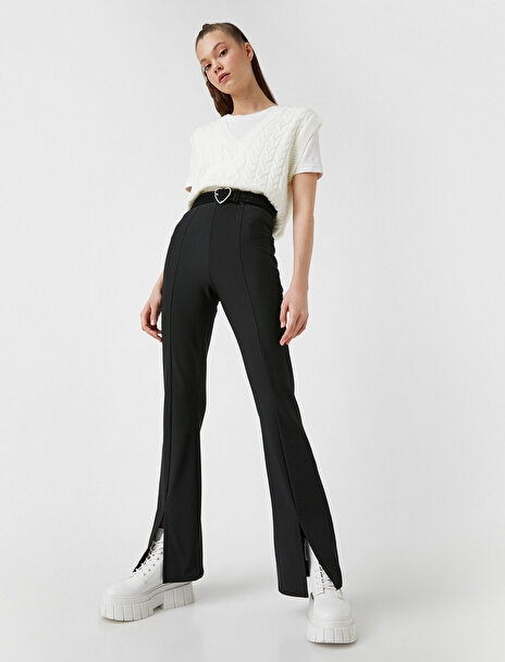 Koton Kadın Yüksek Bel Yırtmaçlı Pantolon