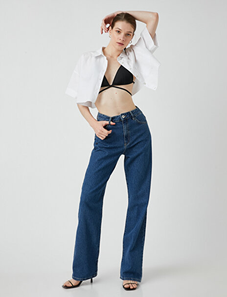 Koton Kadın Düz Uzun Kesim Yüksek Bel Düz Paça - Nora Jean