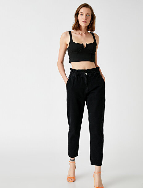 Koton Kadın Rahat Kesim Dar Paça Kot Pantolon - Mom Jean