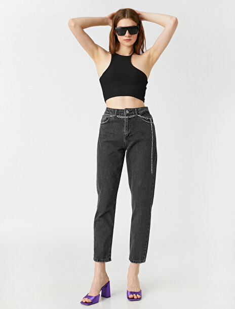 Koton Kadın Rahat Kesim Dar Paça Kot Pantolon - Mom Jean