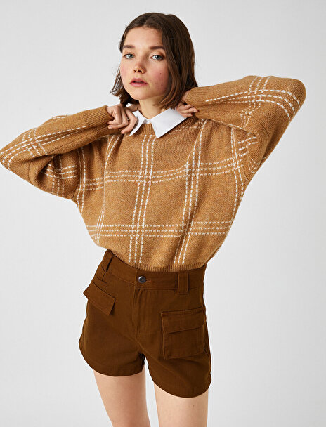 Koton Kadın Dokuma Kazak Bisiklet Yaka Uzun Kollu