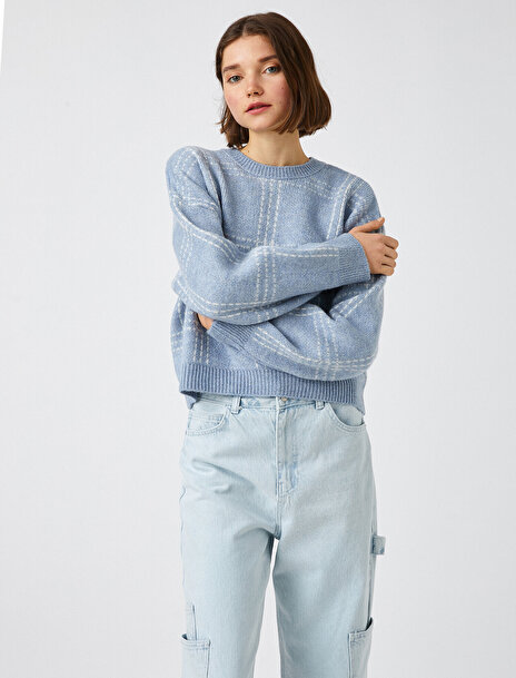 Koton Kadın Dokuma Kazak Bisiklet Yaka Uzun Kollu