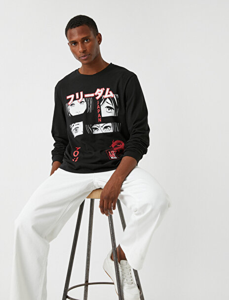 Koton Erkek Uzakdoğu Baskılı Uzun Kollu Tişört Koton Erkek Uzakdoğu Baskılı Uzun Kollu Tişört