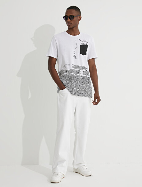 Koton Erkek Kedi Baskılı Cepli Tişört Koton Erkek Kedi Baskılı Cepli Tişört