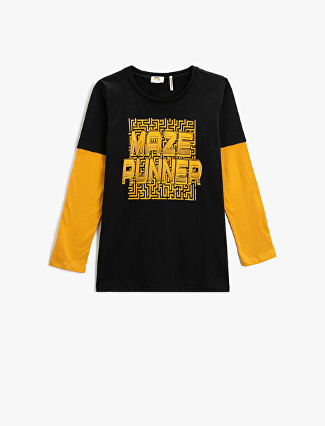 Koton Erkek Çocuk Uzun Kollu Tişört Baskılı Bisiklet Yaka Pamuklu