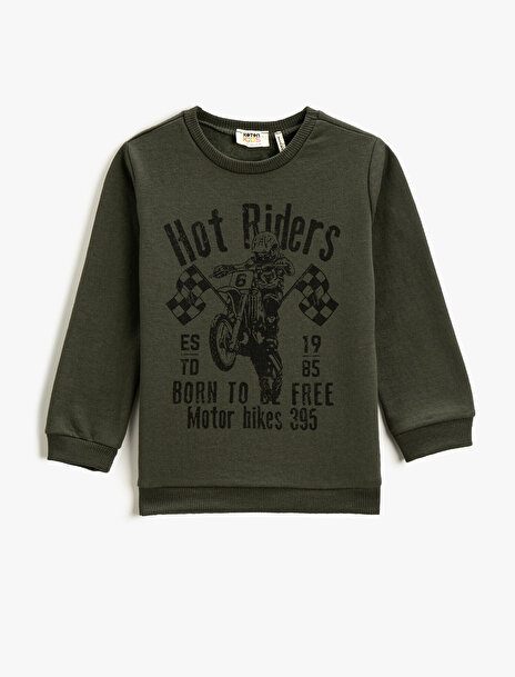 Koton Erkek Çocuk Sweatshirt Uzun Kollu Baskılı Bisiklet Yaka