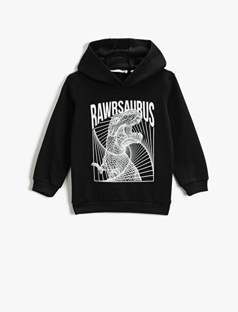Koton Erkek Çocuk Dinozor Baskılı Kapüşonlu Sweatshirt Uzun Kollu Koton Erkek Çocuk Dinozor Baskılı Kapüşonlu Sweatshirt Uzun Kollu