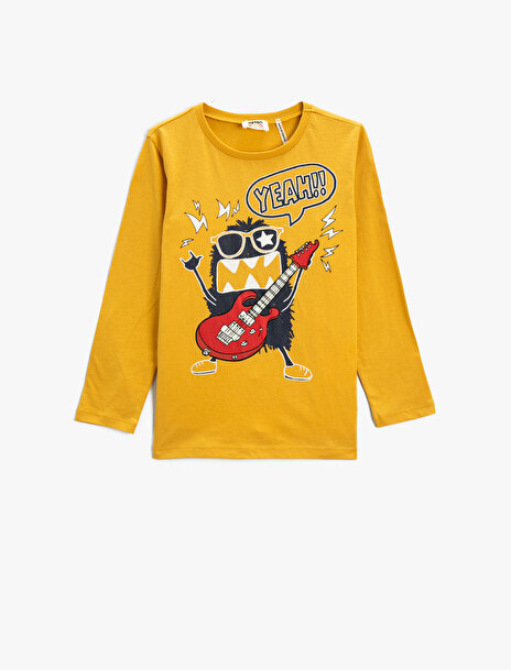 Koton Erkek Çocuk Canavar Baskılı Tişört Uzun Kollu Bisiklet Yaka Pamuklu Koton Erkek Çocuk Canavar Baskılı Tişört Uzun Kollu Bisiklet Yaka Pamuklu