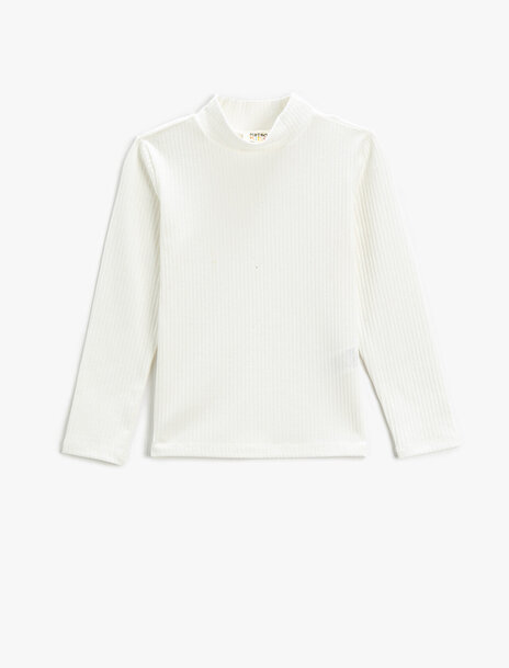 Koton Kız Çocuk Balıkçı Yaka Uzun Kollu Tişört Ribanalı