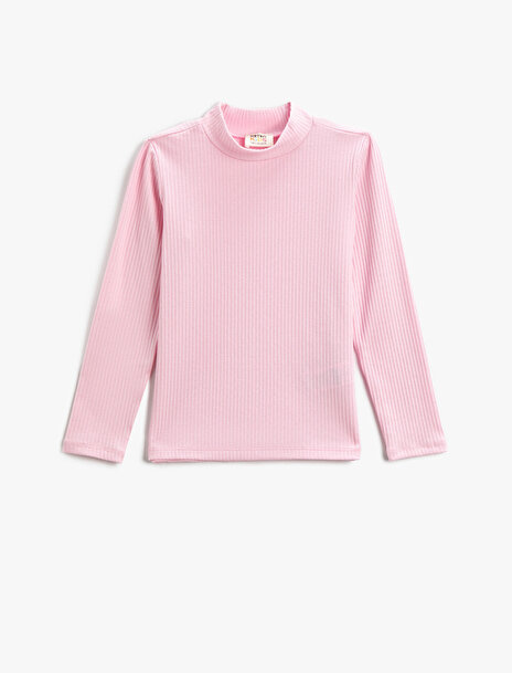 Koton Kız Çocuk Balıkçı Yaka Uzun Kollu Tişört Ribanalı